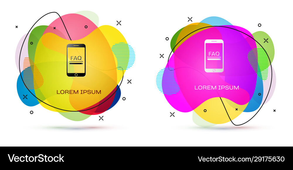 Color mobile phone with text faq information icon Vector Image