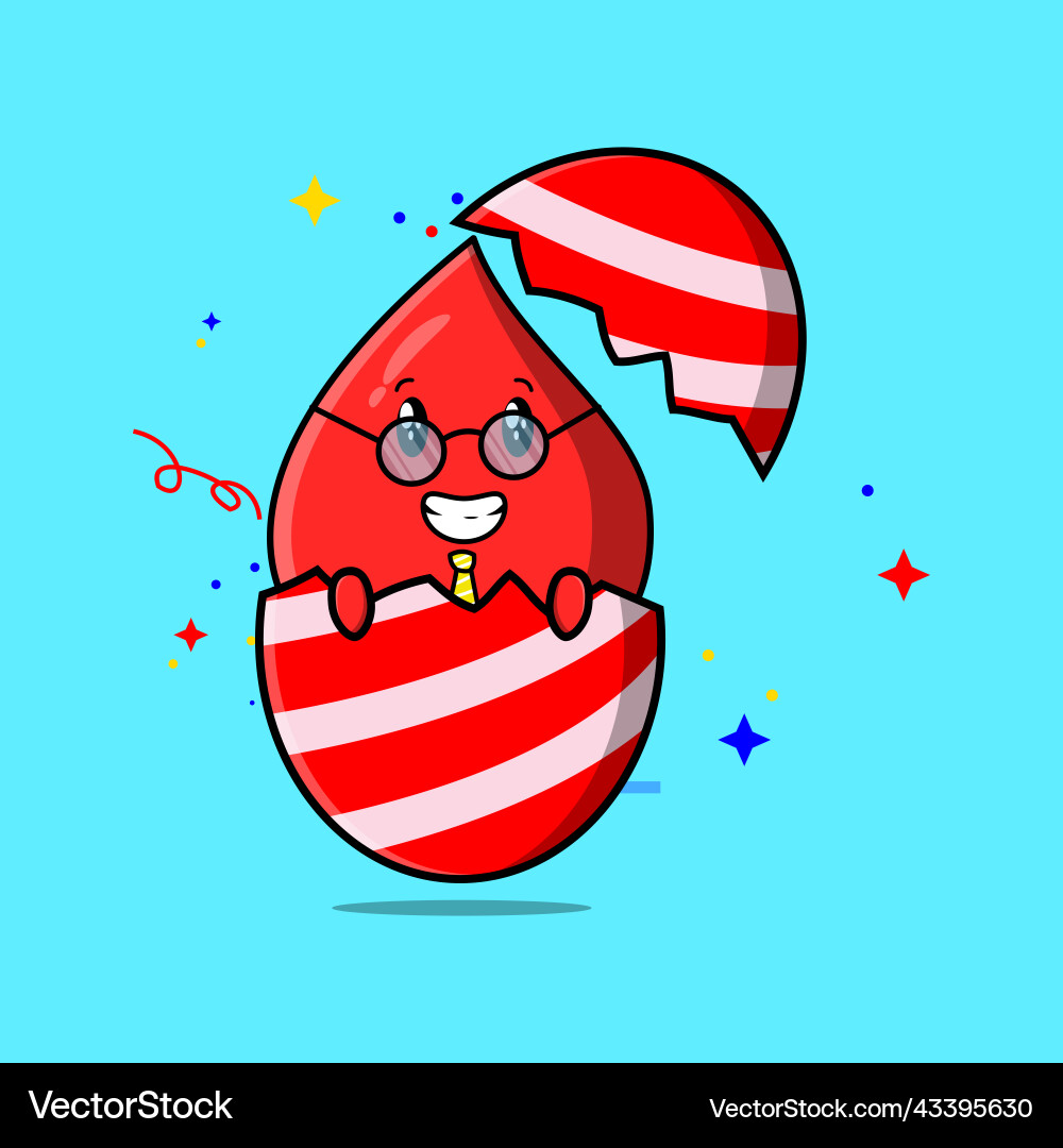 Cute cartoon blood drop coming out from easter egg