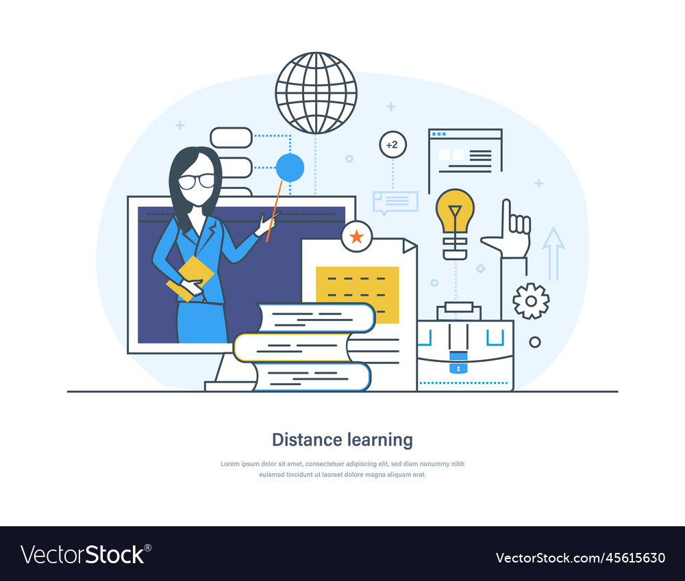 Distance learning online education home schooling Vector Image