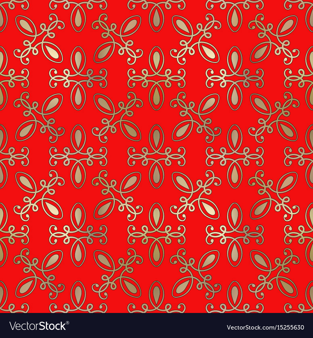 Gold seamless pattern on a red background Vector Image