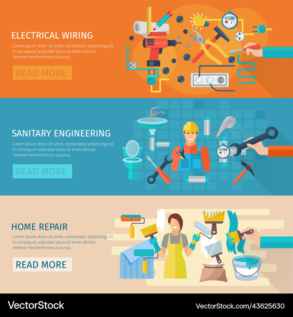 Home repair banner set Royalty Free Vector Image