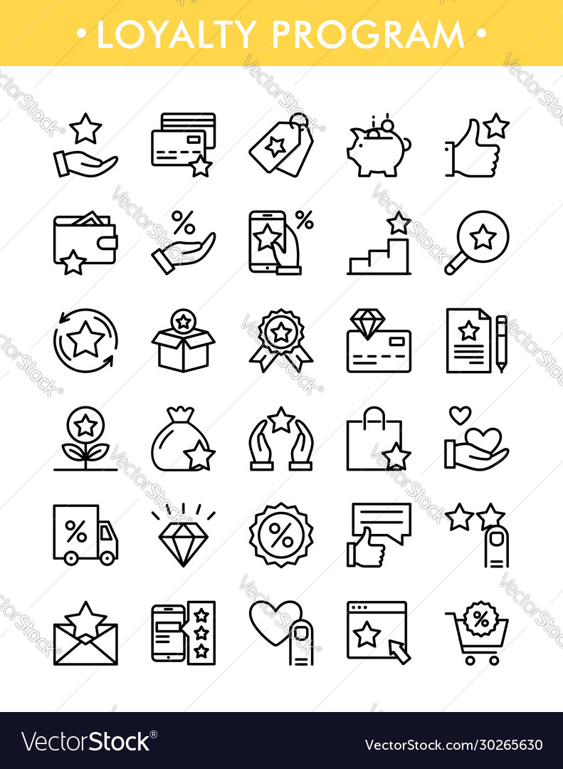 Set loyalty program line icons Royalty Free Vector Image