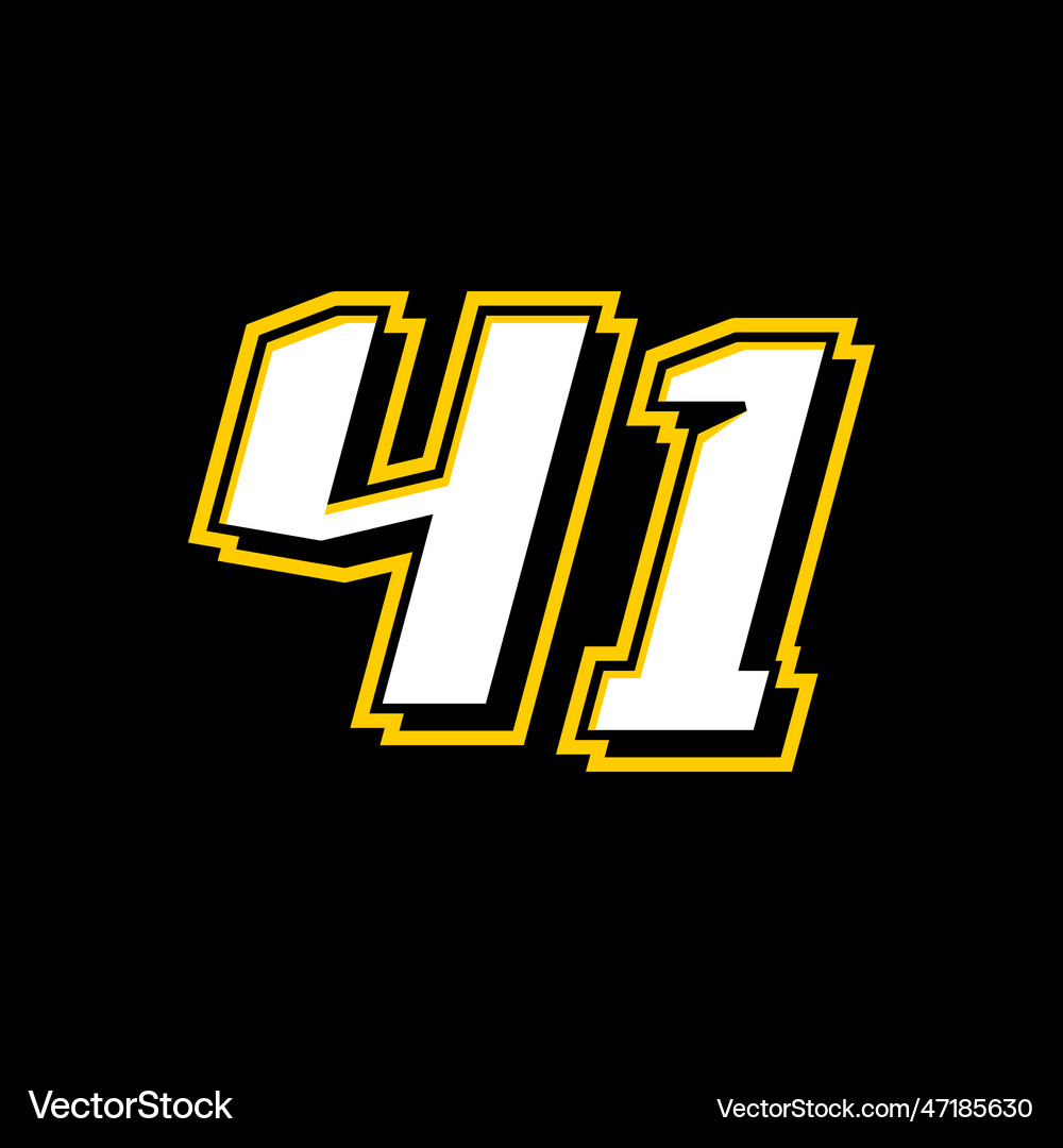 Sport racing number template 41 Royalty Free Vector Image