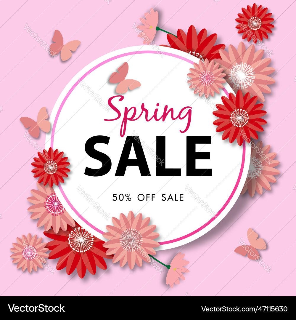 Spring sale background with beautiful flower Vector Image