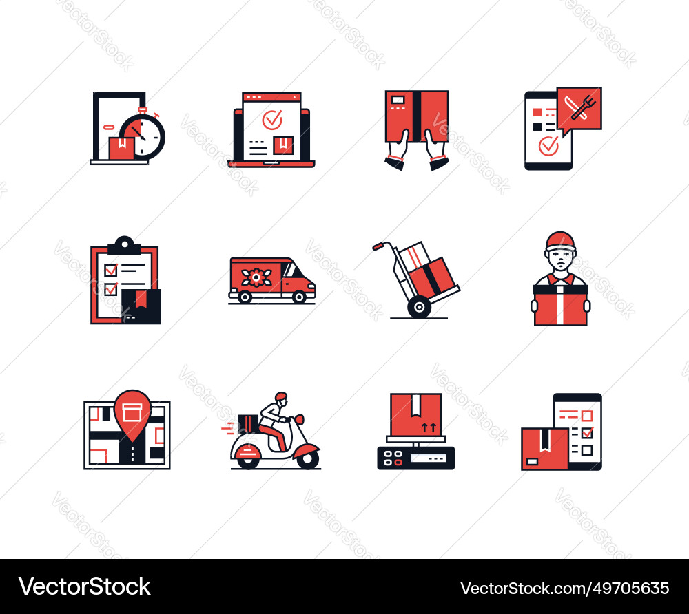 Courier and order delivery - line design style Vector Image