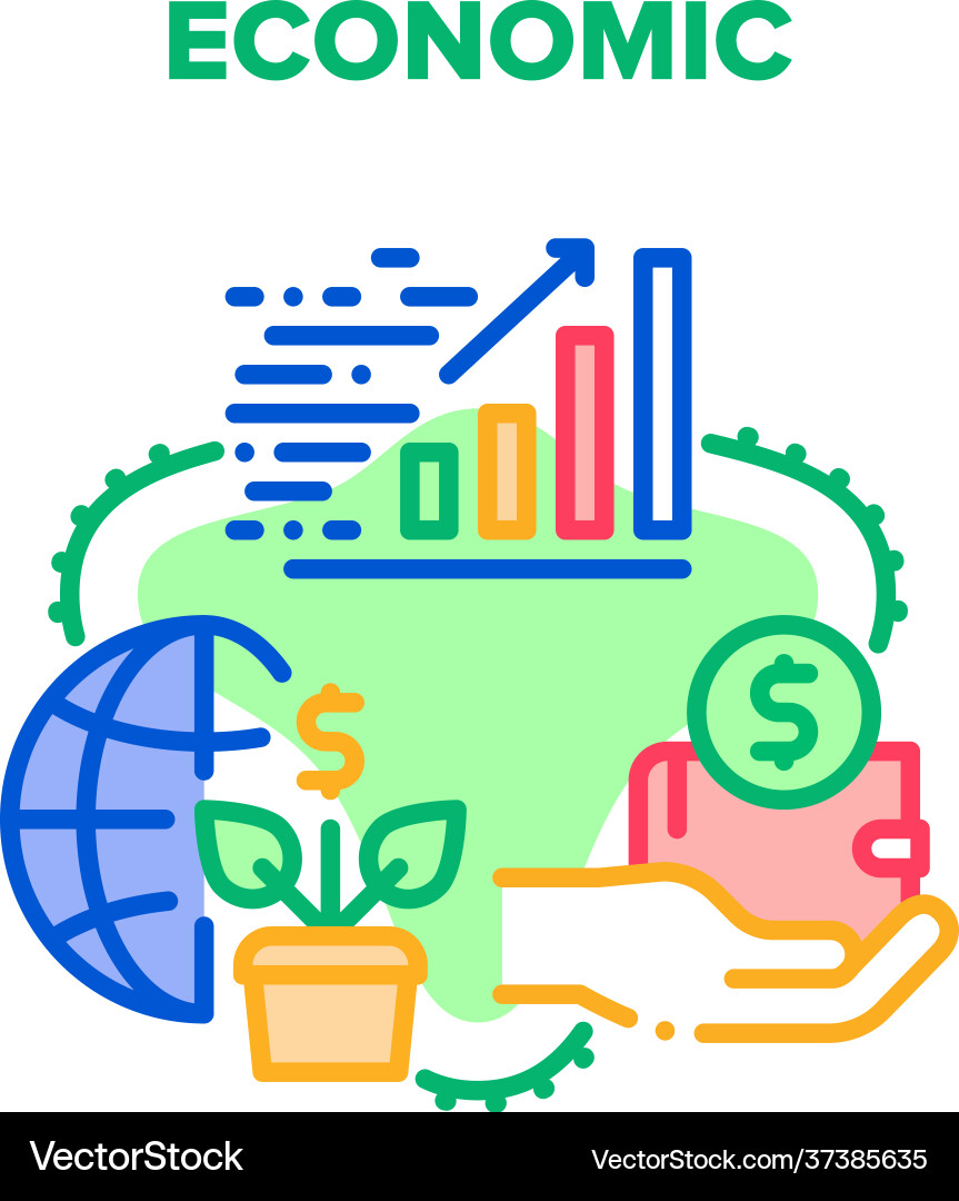 Economic wealth concept color Royalty Free Vector Image