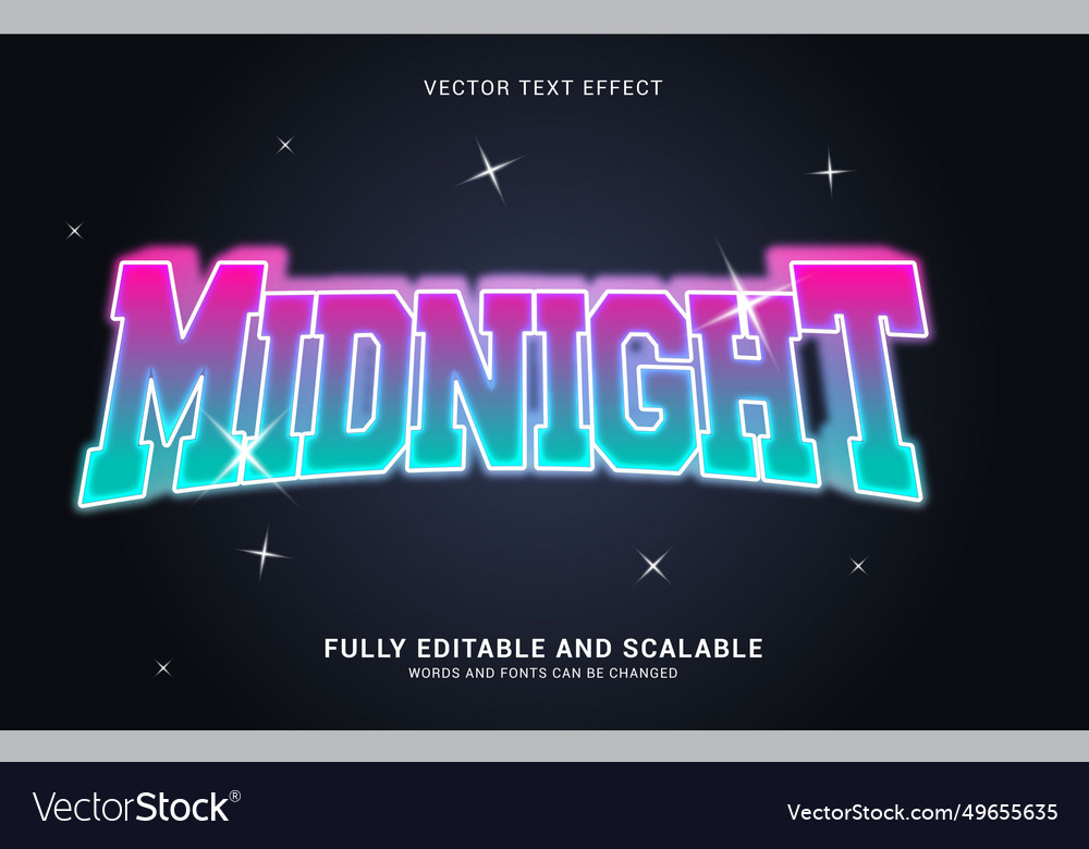 Editable text effect midnight style Royalty Free Vector