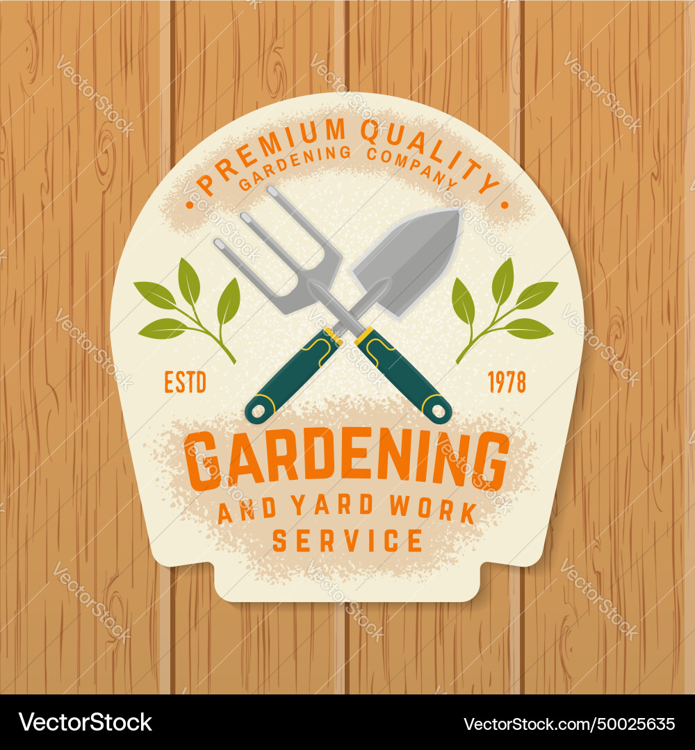 Gardening and yard work services emblem label Vector Image