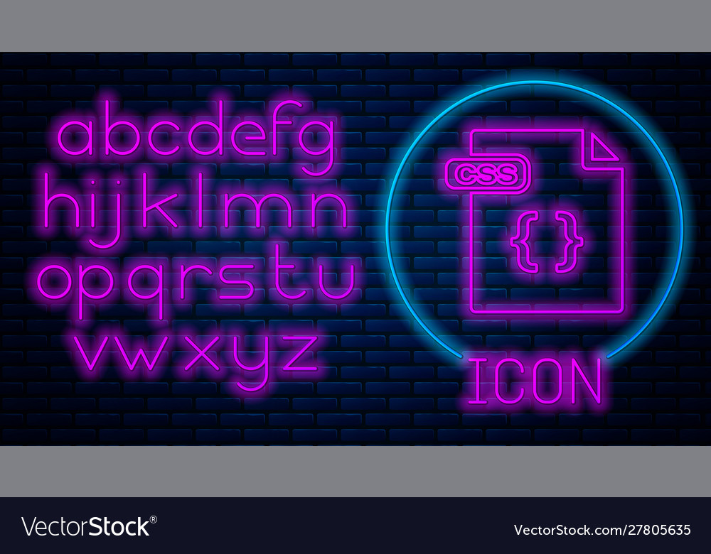 Glowing neon css file document download css Vector Image Glowing neon css file document download css Vector Image