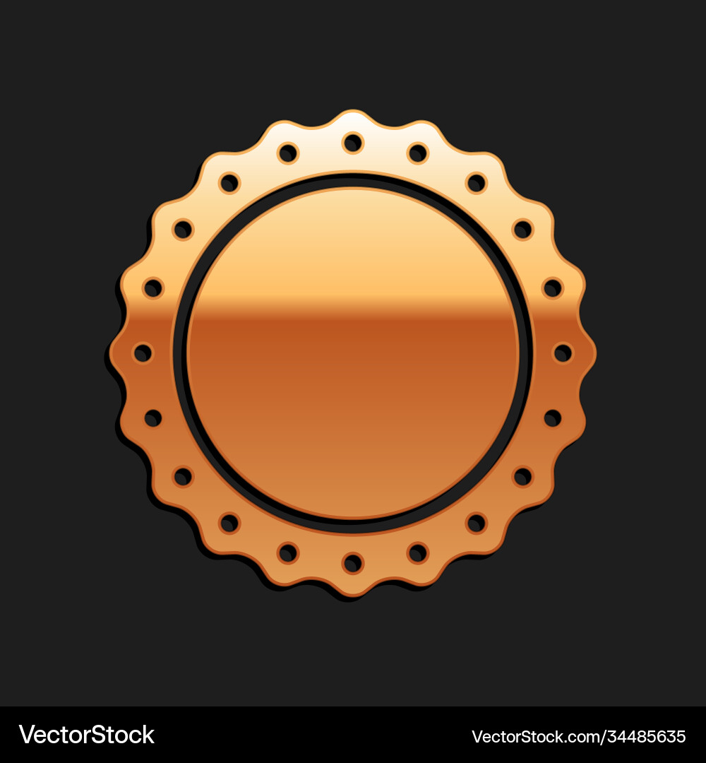 Gold quality emblem icon isolated on black Vector Image