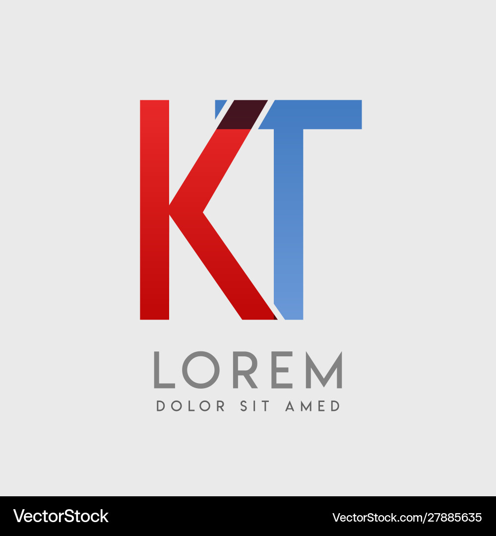 Kt logo letters with blue and red gradation Vector Image