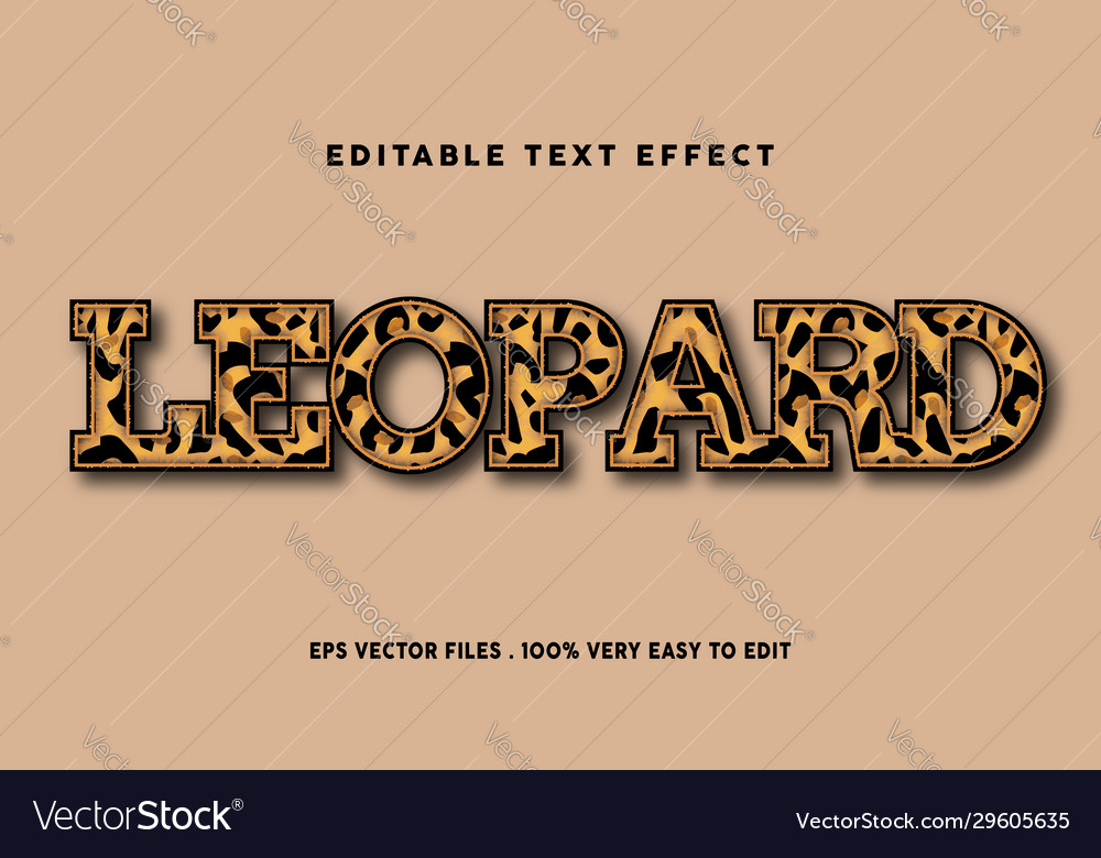 Leopard pattern text effect editable text Vector Image