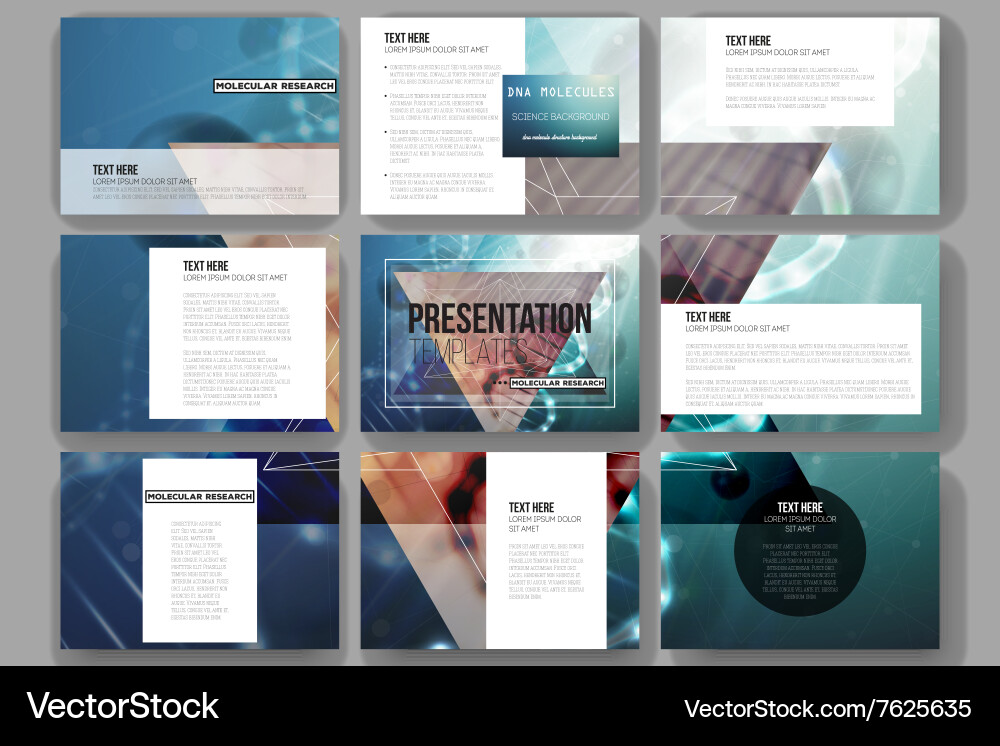 Set of 9 templates for presentation slides Vector Image