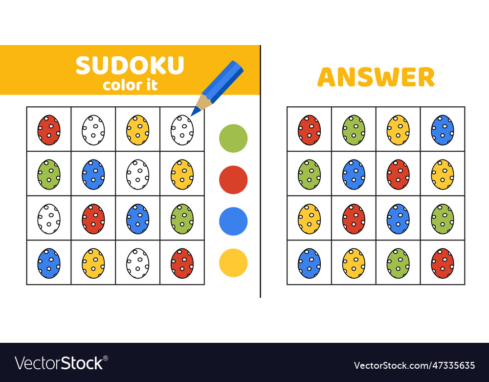 Sudoku easter eggs coloring with eggs Royalty Free Vector