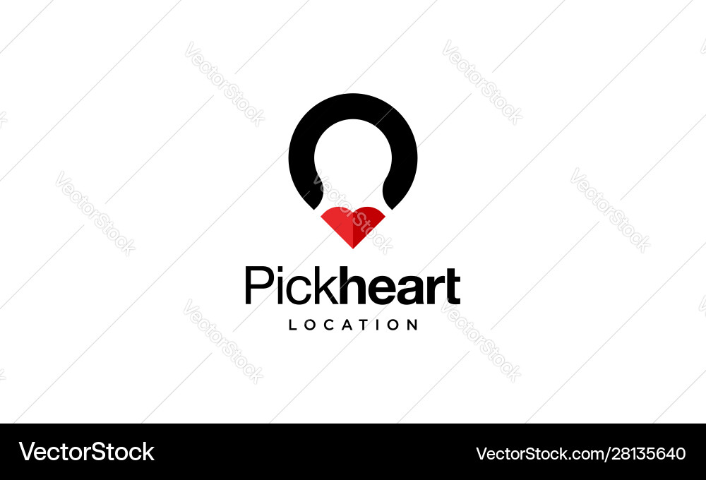 Black red pick heart location logo Royalty Free Vector Image
