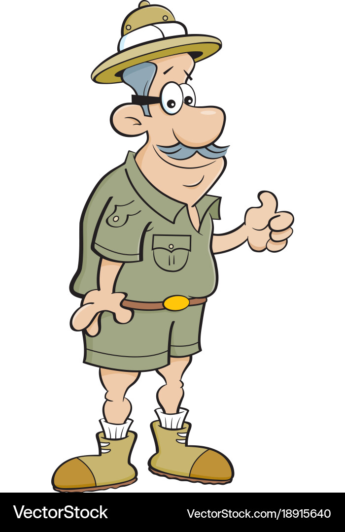 Cartoon explorer giving thumbs up Royalty Free Vector Image