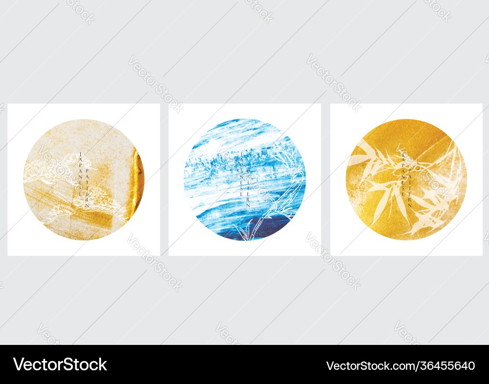 Chinese pattern with fuji mountain and sun Vector Image