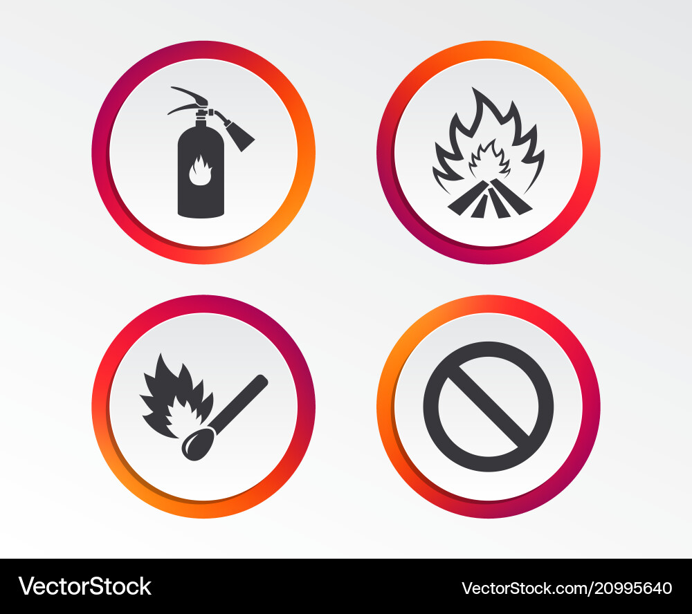 Fire flame icons prohibition stop symbol Vector Image