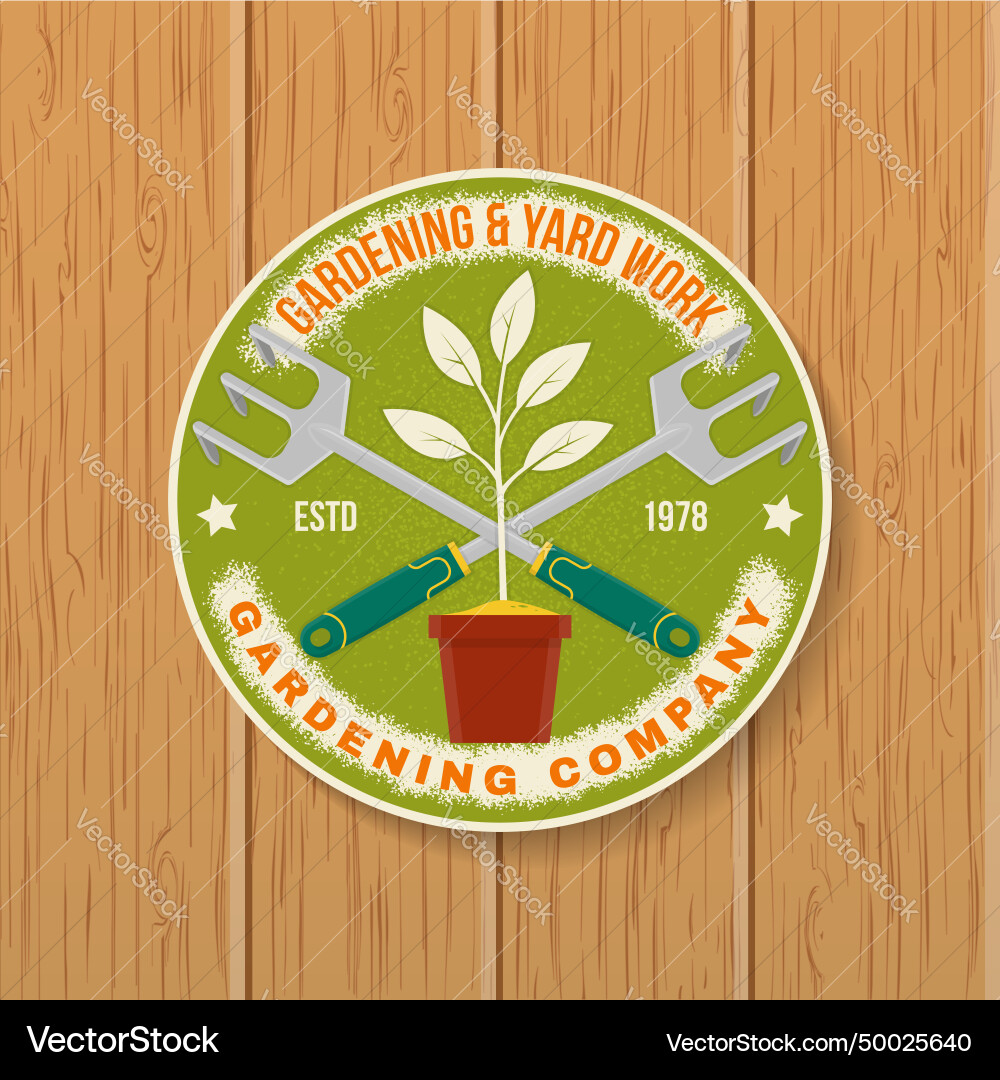 Gardening and yard work services emblem label Vector Image