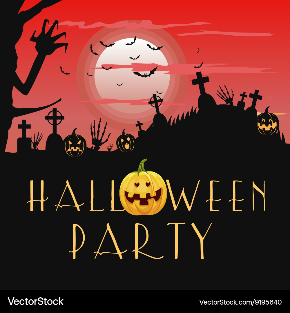 Halloween party greeting card Royalty Free Vector Image