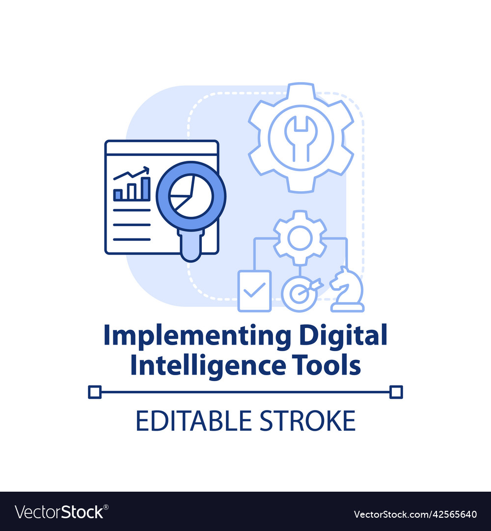Implementing digital intelligence tools light Vector Image