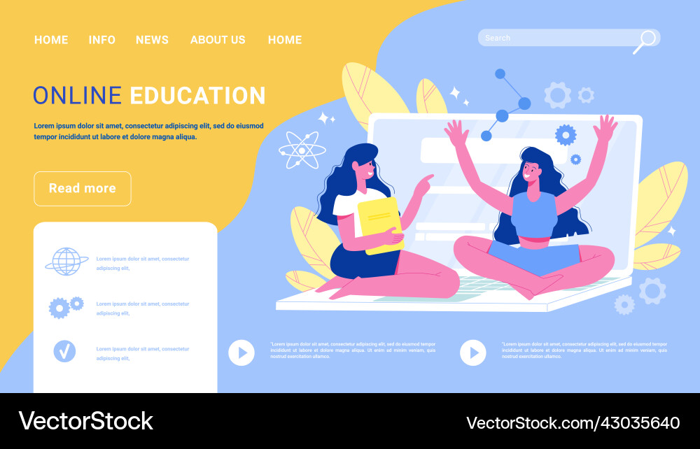 Online education web landing page background Vector Image