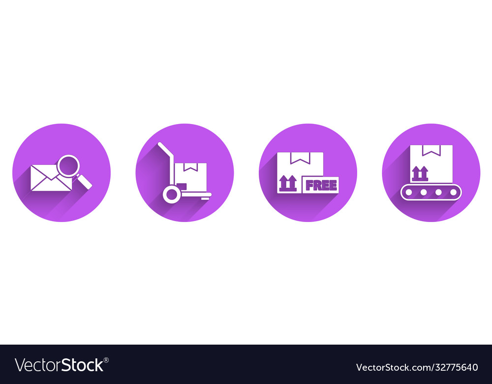 Set envelope with magnifying glass hand truck Vector Image Set envelope with magnifying glass hand truck Vector Image