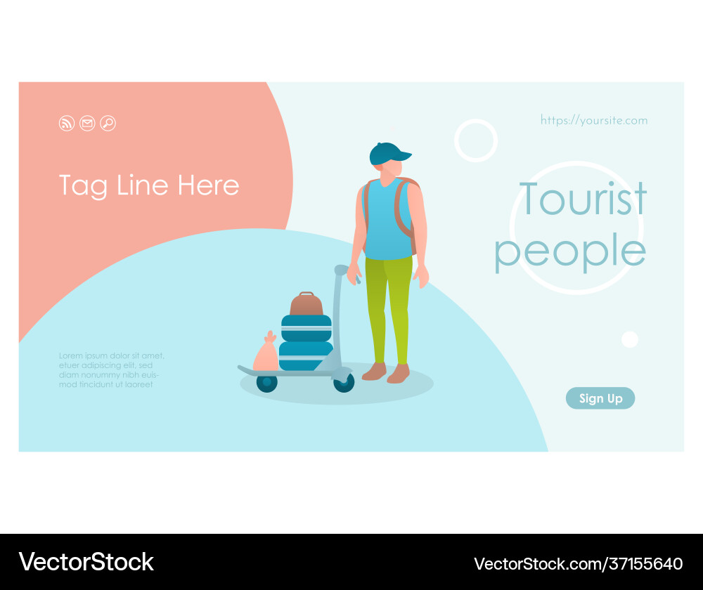 Tourist people web page flat design template Vector Image