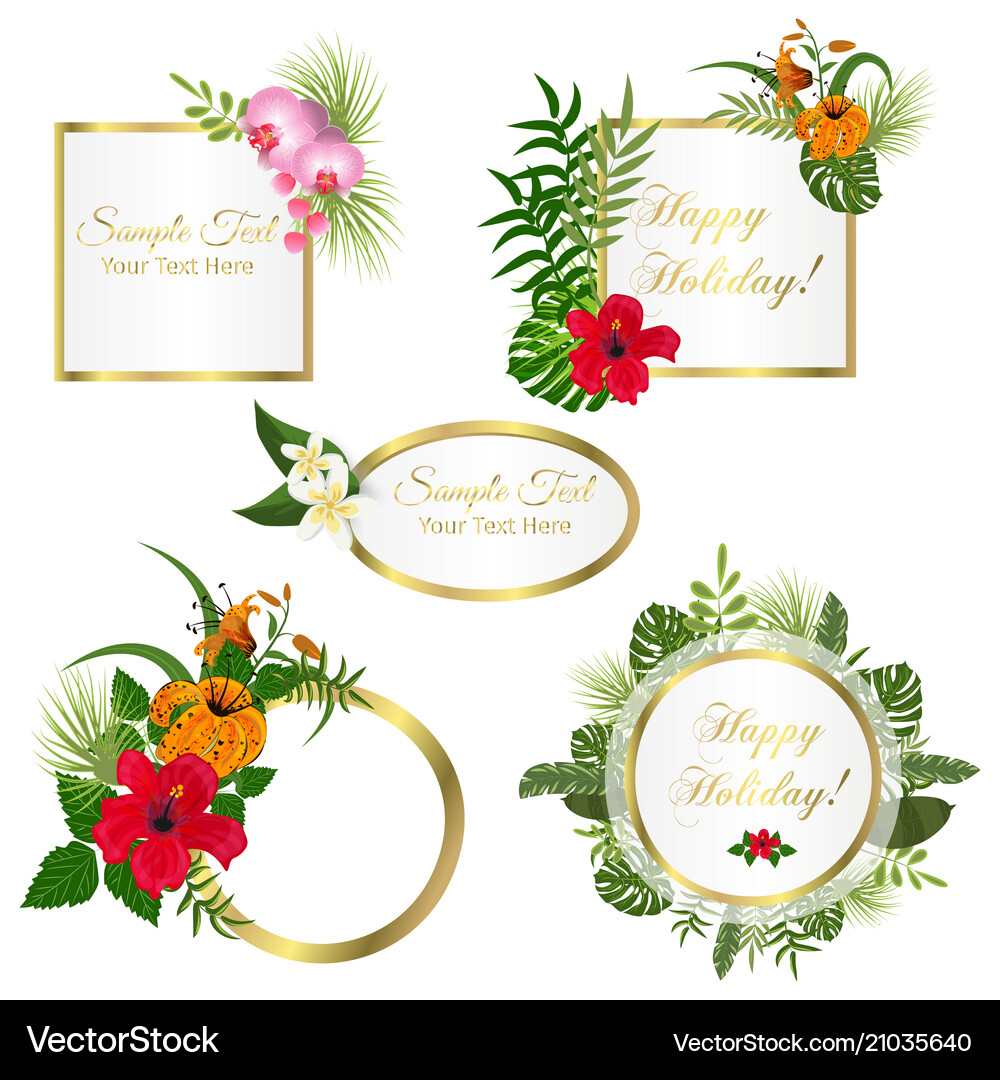 Tropical frame floral summer leaf aloha design Vector Image