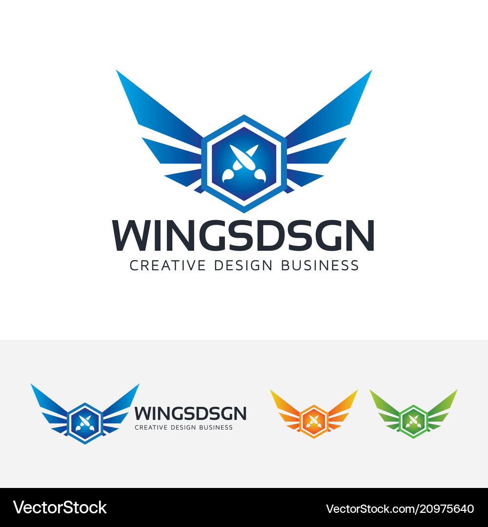 Wings design logo design Royalty Free Vector Image