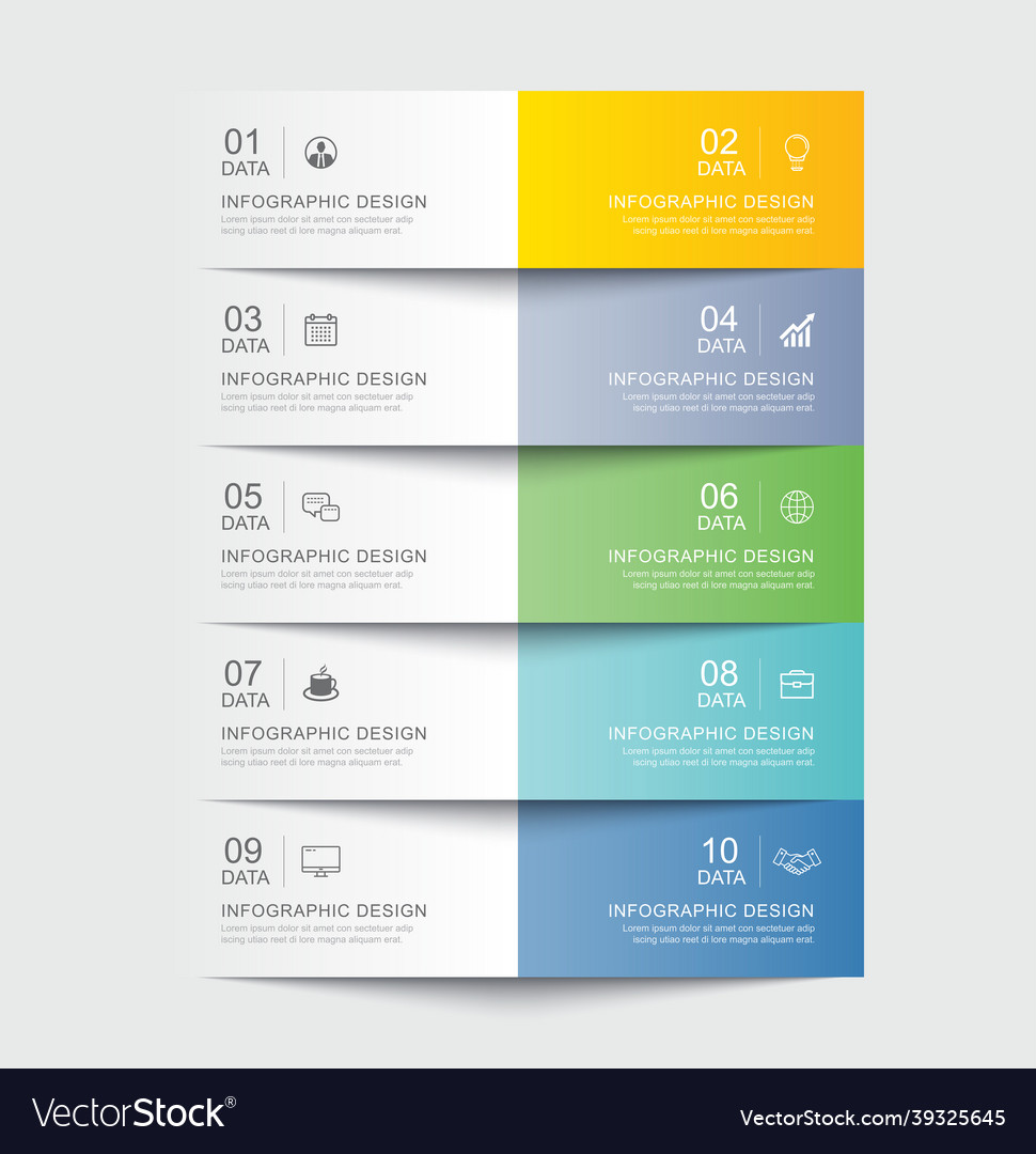 5 data infographics tab paper index template Vector Image