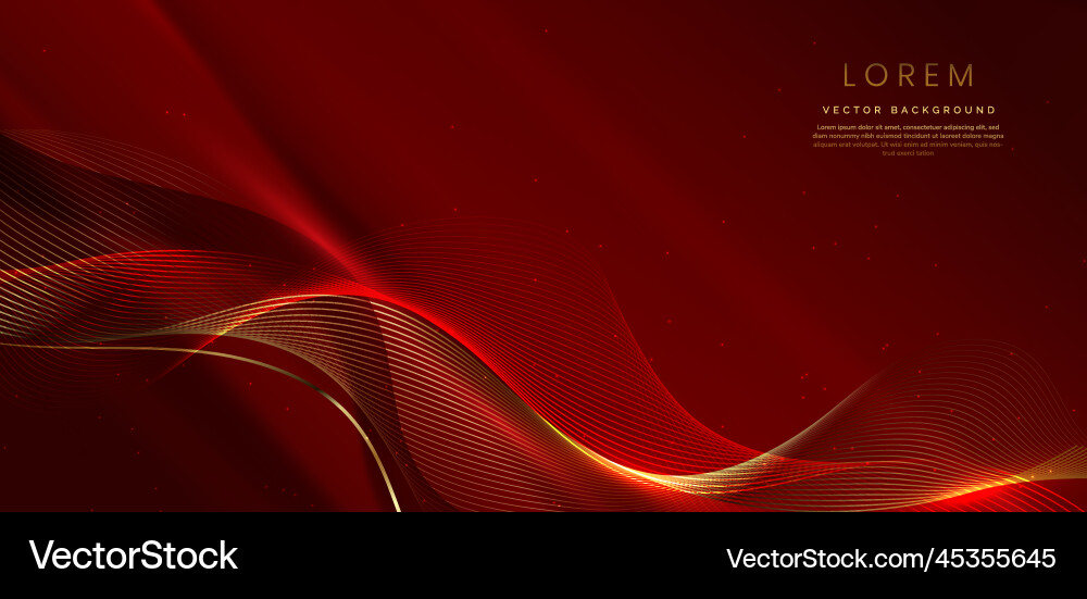 Abstract 3d gold and red wave line on red Vector Image