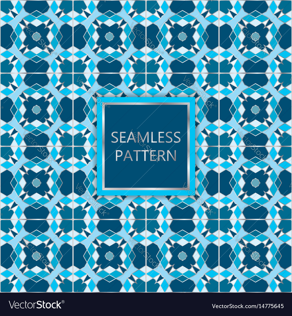 Blue seamless pattern with silver inserts Vector Image