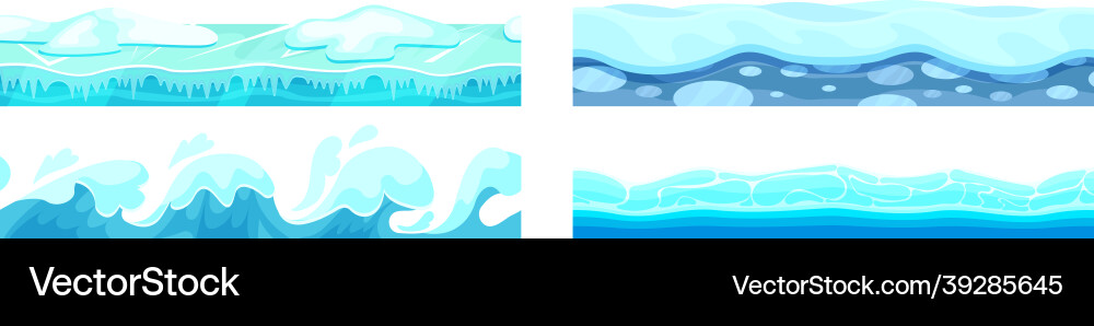Blue seamless water surface set ocean sea Vector Image