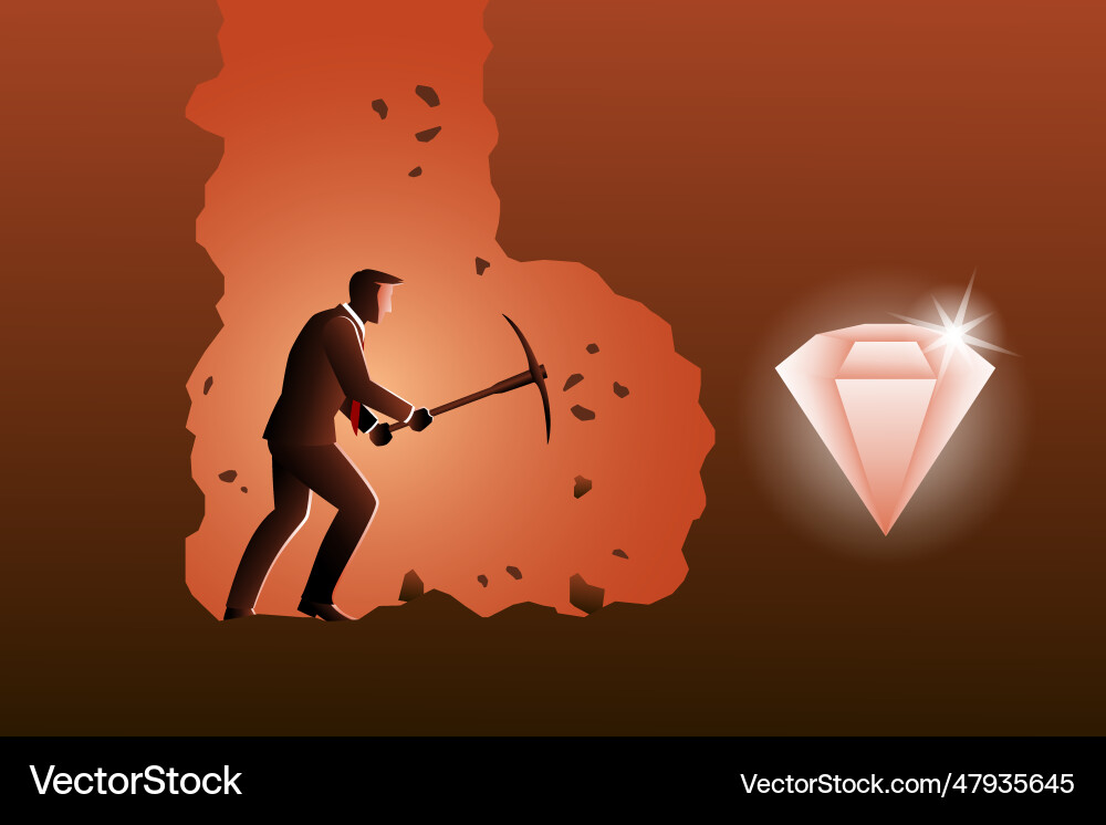 Business concept a businessman digging Royalty Free Vector