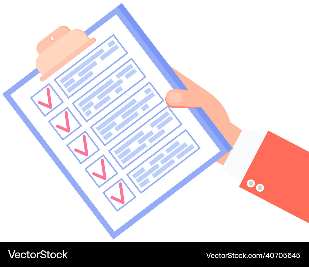 Clipboard with checklist daily plan red tick Vector Image