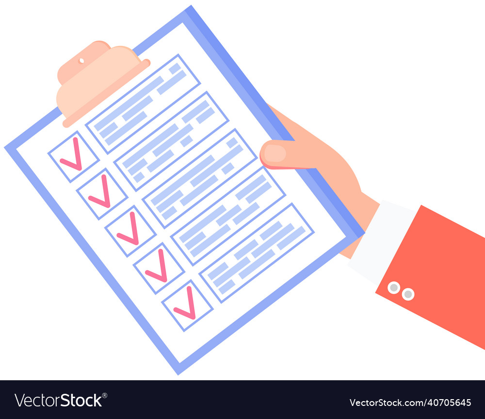 Clipboard with checklist daily plan with red tick Vector Image