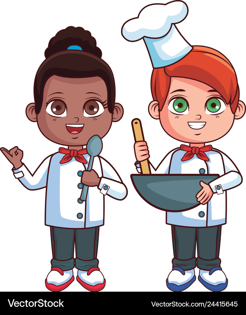Cute chef children cartoon Royalty Free Vector Image