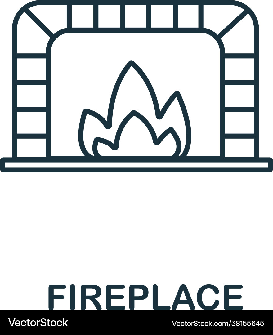 Fireplace icon from winter collection simple line Vector Image