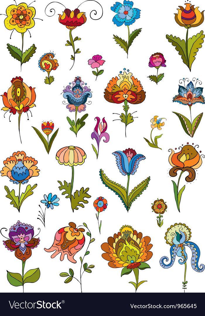 Flowers set isolated Royalty Free Vector Image