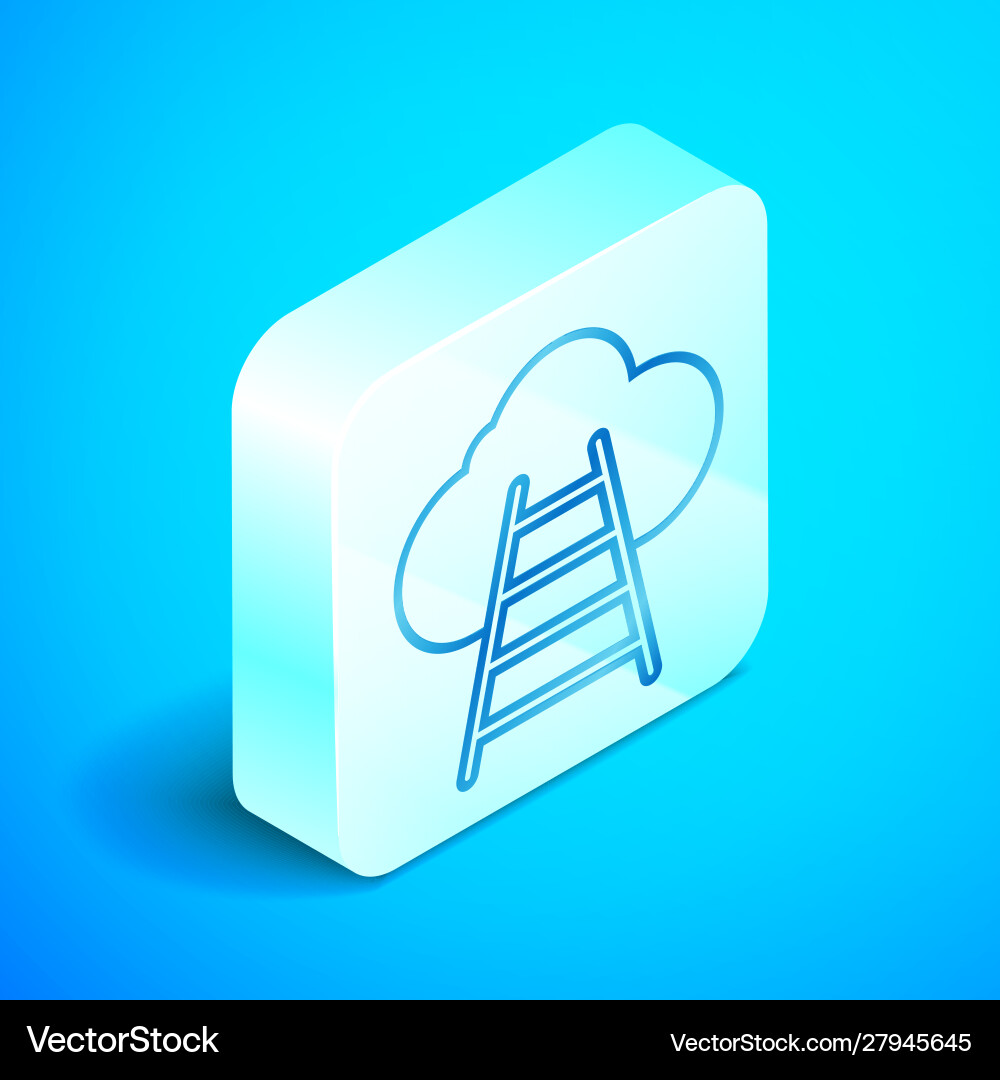Isometric line ladder leading to cloud icon Vector Image
