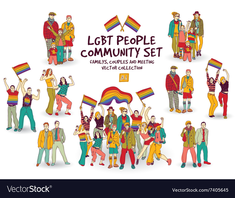 Lgbt people community set isolated group Vector Image