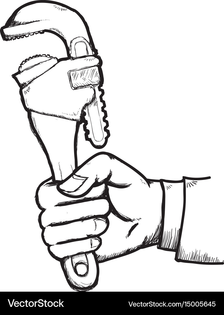 Man hand with tool repair drawn Royalty Free Vector Image