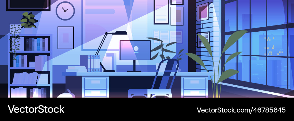 Modern loft interior of night open space home Vector Image