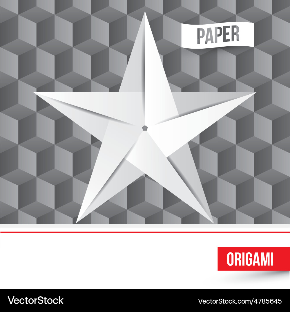 Paper origami star icon on 3d cube Royalty Free Vector Image