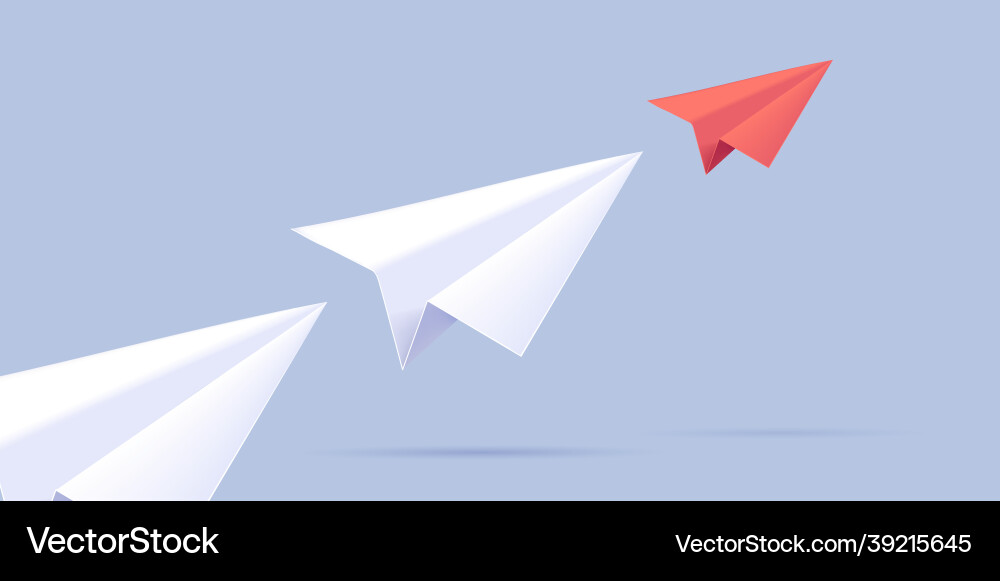 Paper plane of three planes moving Royalty Free Vector Image