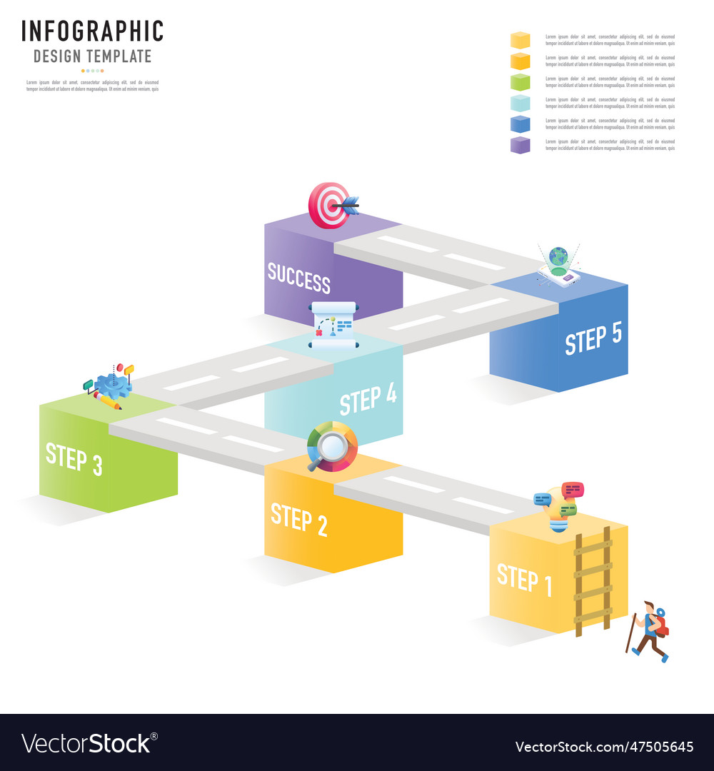 Rectangular isometric roadmap infographic Vector Image