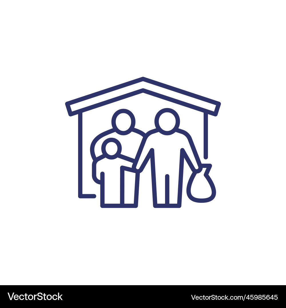 Refugee shelter line icon Royalty Free Vector Image