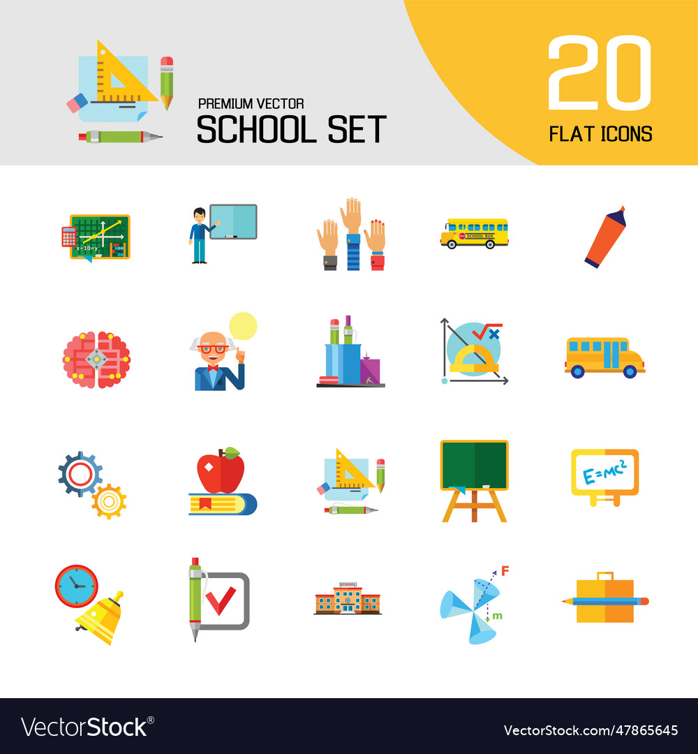 School icon set Royalty Free Vector Image - VectorStock