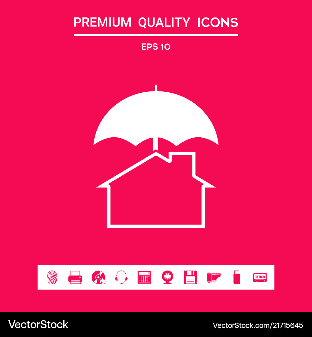 Security and protection icon home under umbrella Vector Image